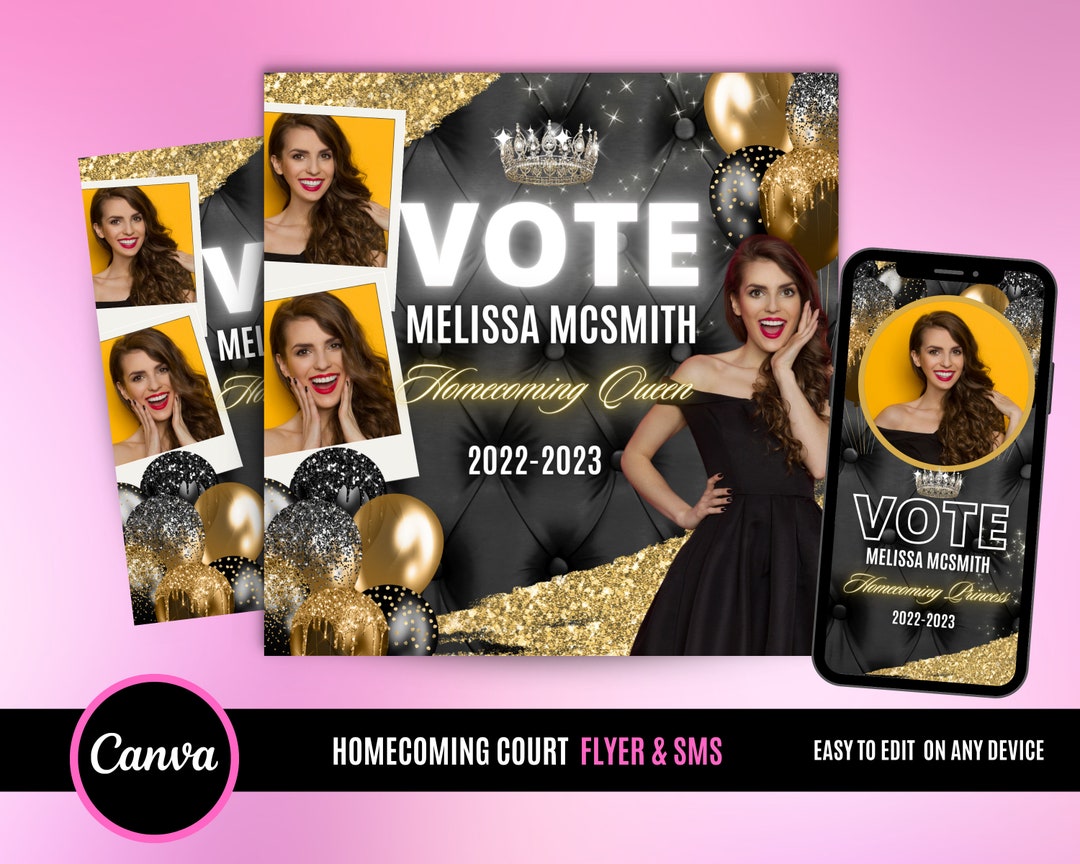 Vote Homecoming Queen Social Media Flyer Class Campaign Etsy