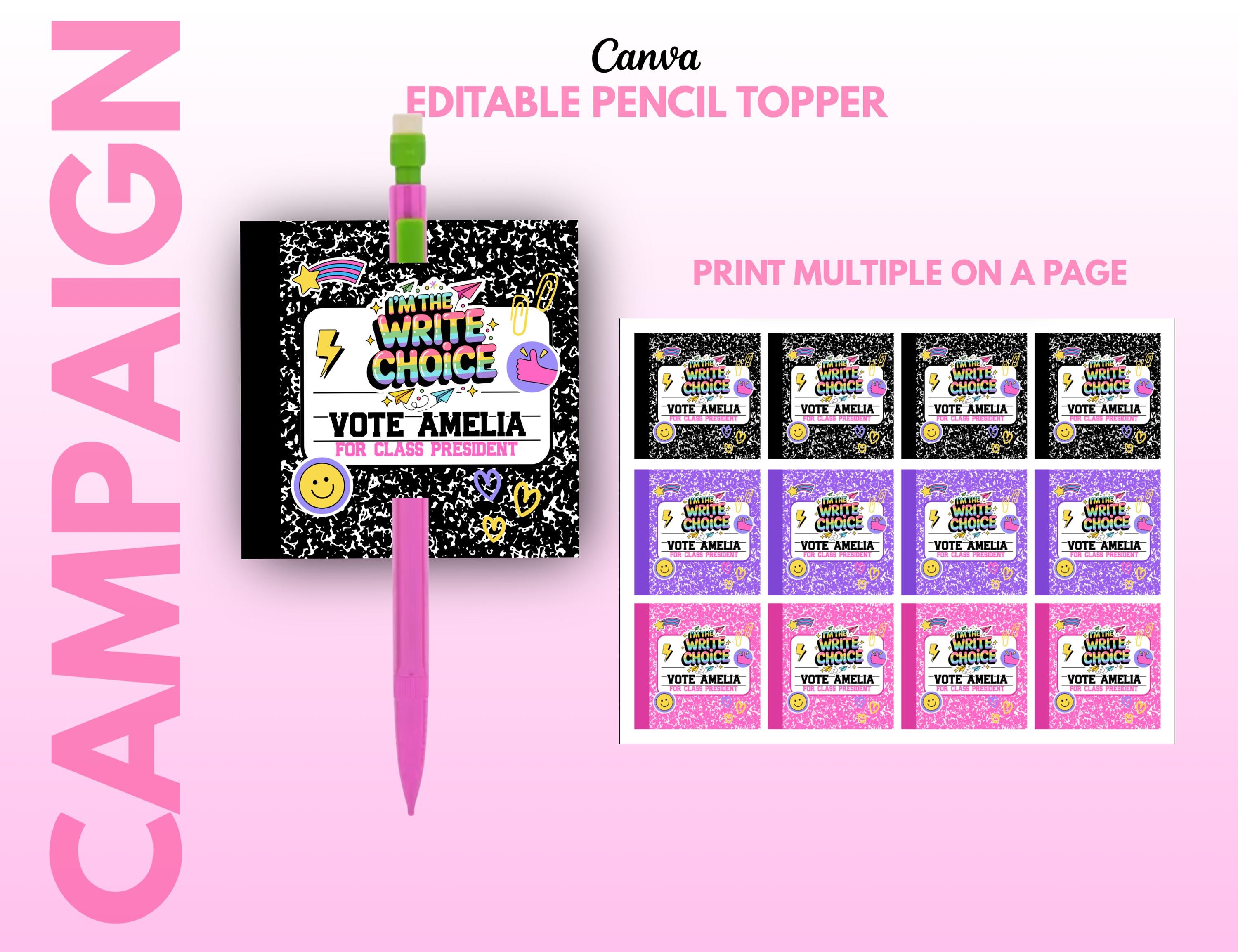 Election Pencil Topper Template: Vote for Me Tag (digital Download) - Etsy