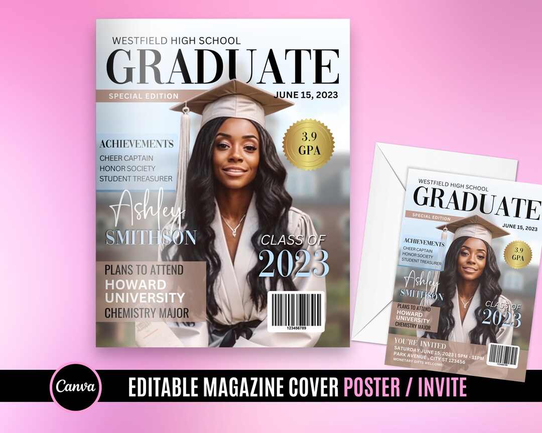 Graduation Magazine Cover, Magazine Cover Prom, Homecoming, Resizing ...
