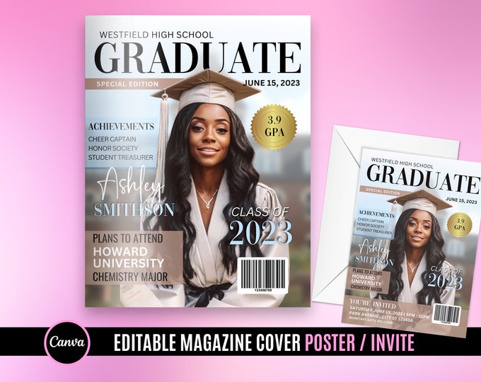 Graduation Magazine Cover, Graduation Invitation, Graduation 2024 ...