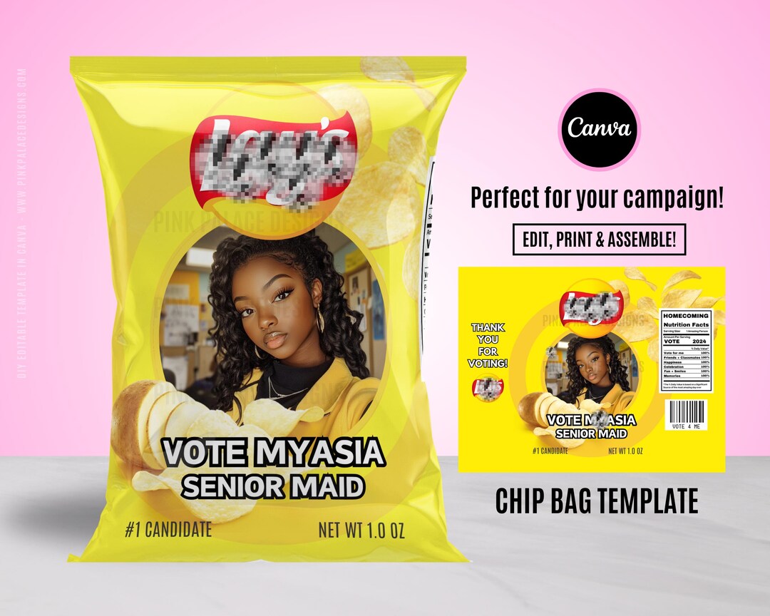 Original Chip Bag, Chip Bag for Homecoming Editable With Canva - Etsy