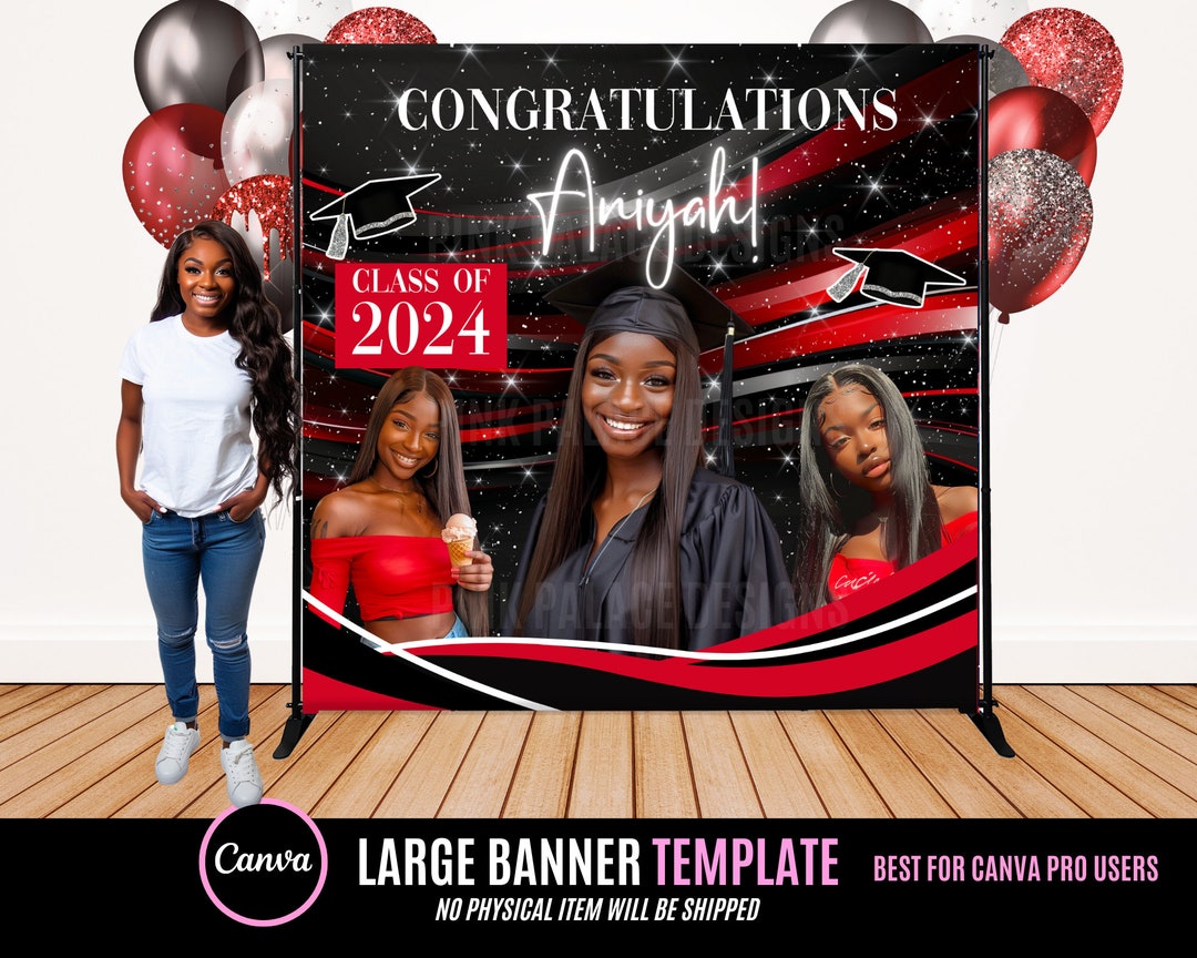 Graduation Banner Template, Editable in Canva , Graduation Backdrop ...