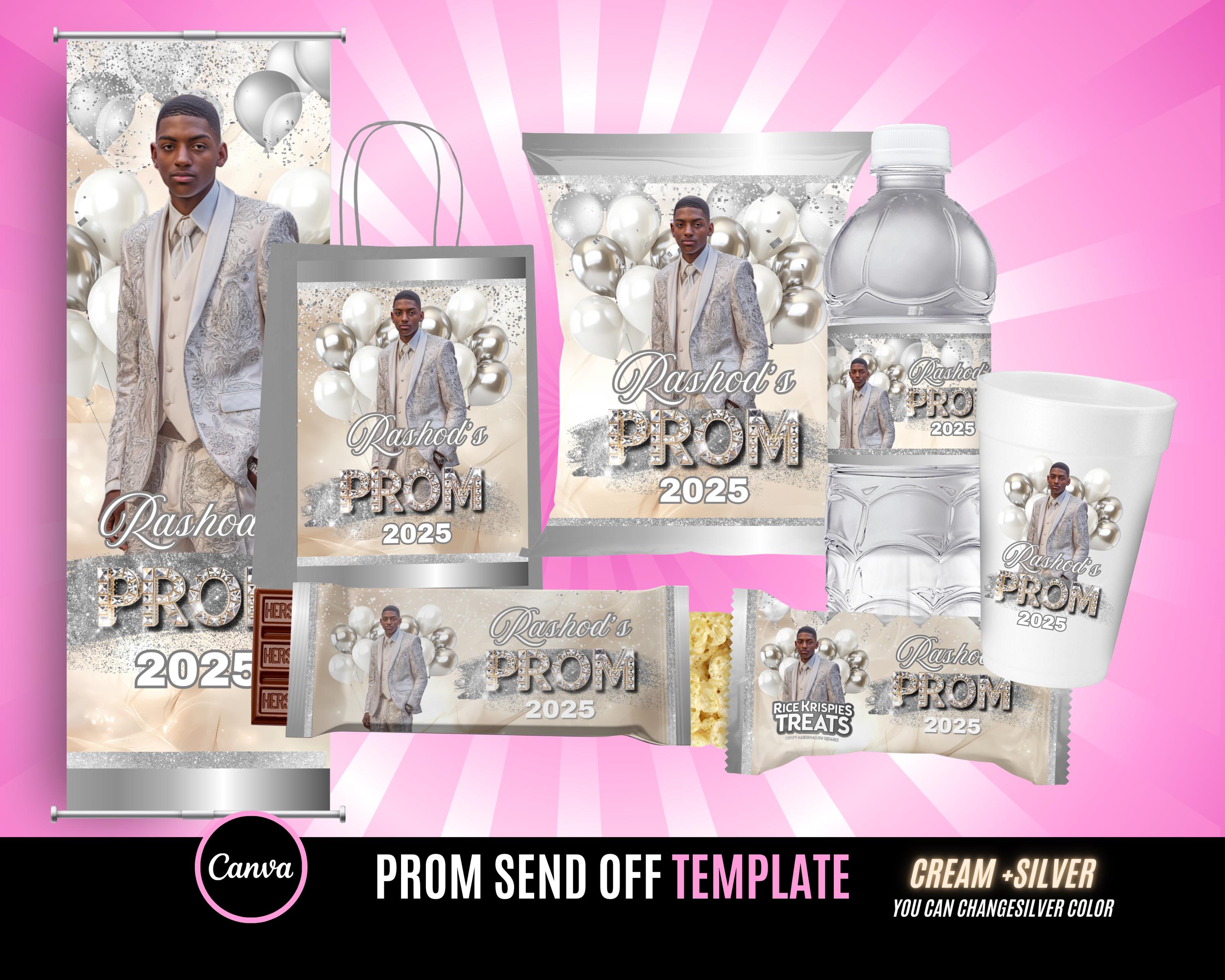 Prom Send off Treat Bundle,cream, Prom Water Label, Prom Candy Bar ...