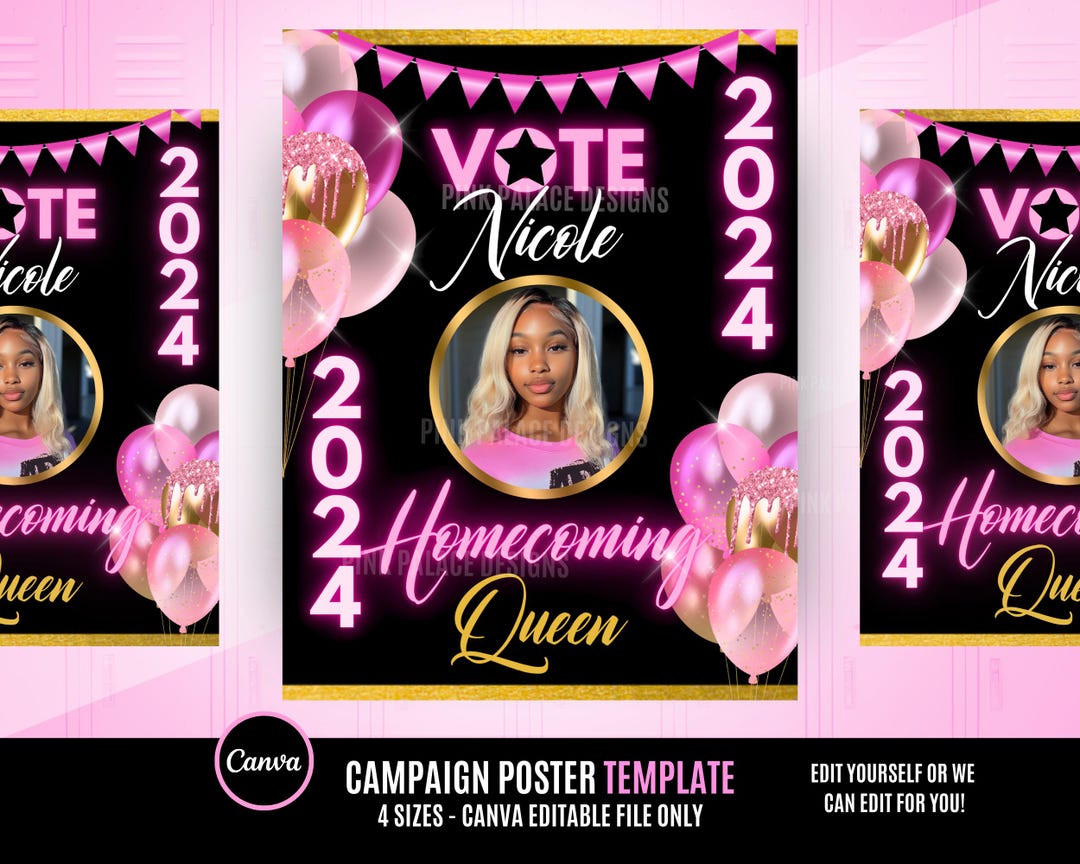 Homecoming Queen Poster Sign, Class Campaign, Class President, High ...