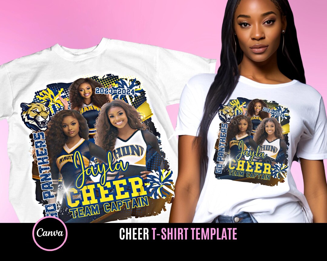 Cheerleader Design File, Cheer T Shirt Design, Editable in Canva, T ...