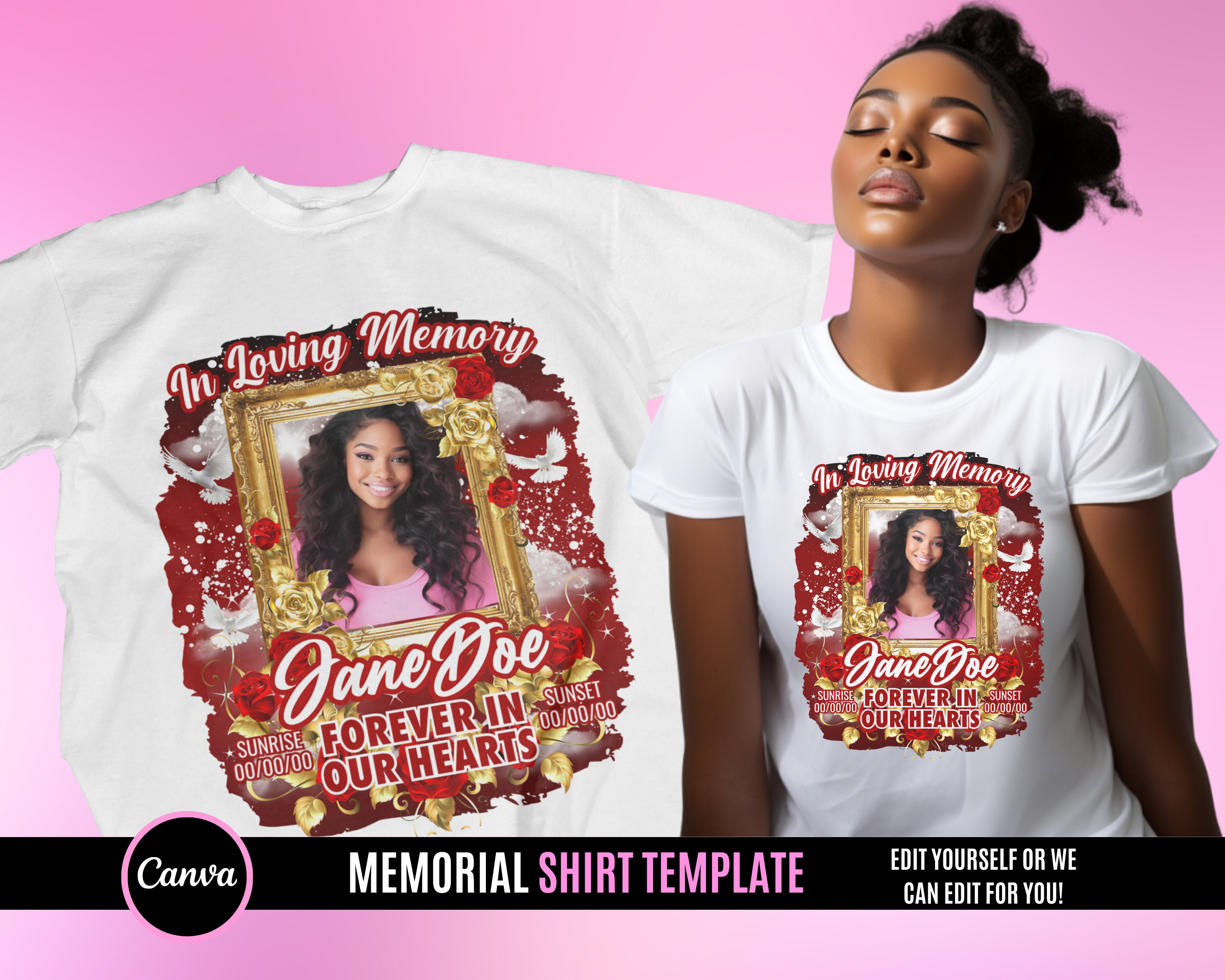 Memorial T Shirt Design, Editable in Canva, in Loving Memory T Shirt ...