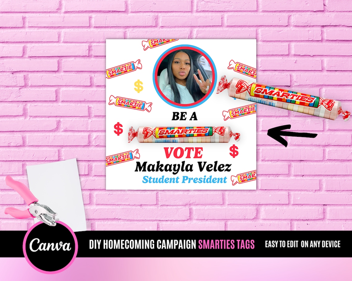 Smartie Tag Smartie S Vote Homecoming Printable Smartie - Etsy