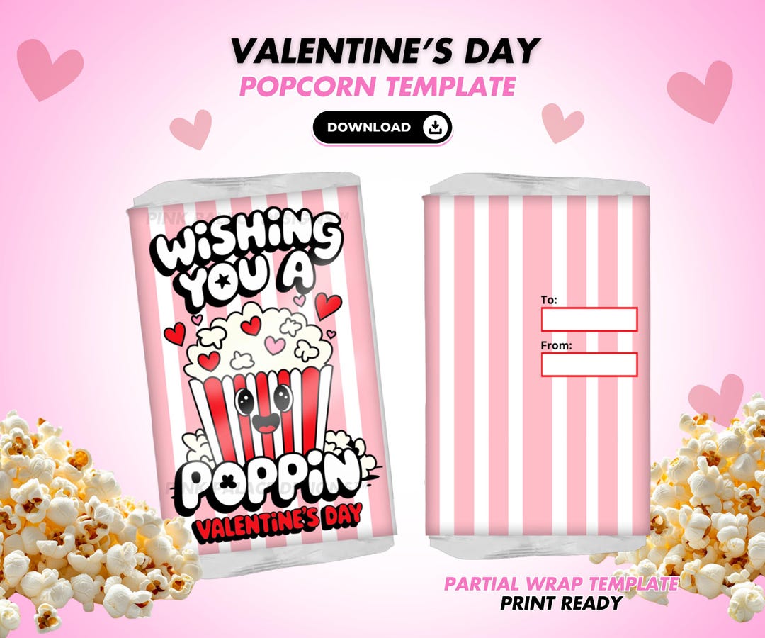 Popcorn Printable Tags for Valentines Day, Easy Download and Print - Etsy