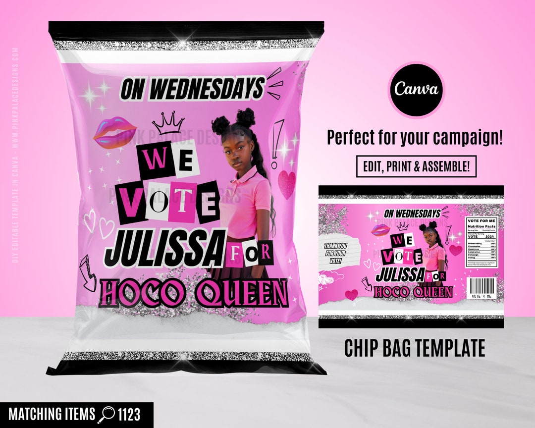 Mean Girl Homecoming Campaign Chip Bag Template, Editable Homecoming ...