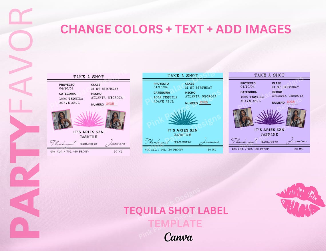 Tequila Shot Labels | Birthday Party Favor | Bachelorette Favor ...