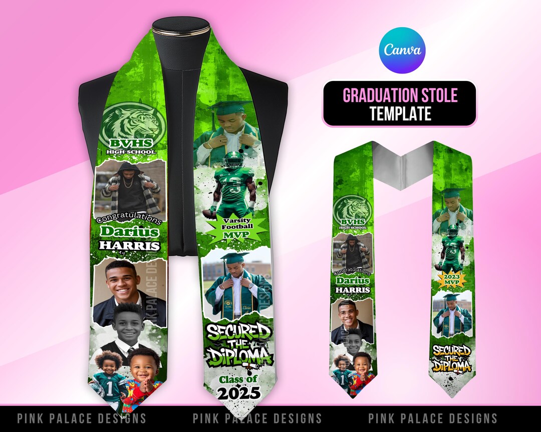 Graduation Stole Sash, Editable in Canva, Class of 2025 Graduation Stole, Perfect for ...