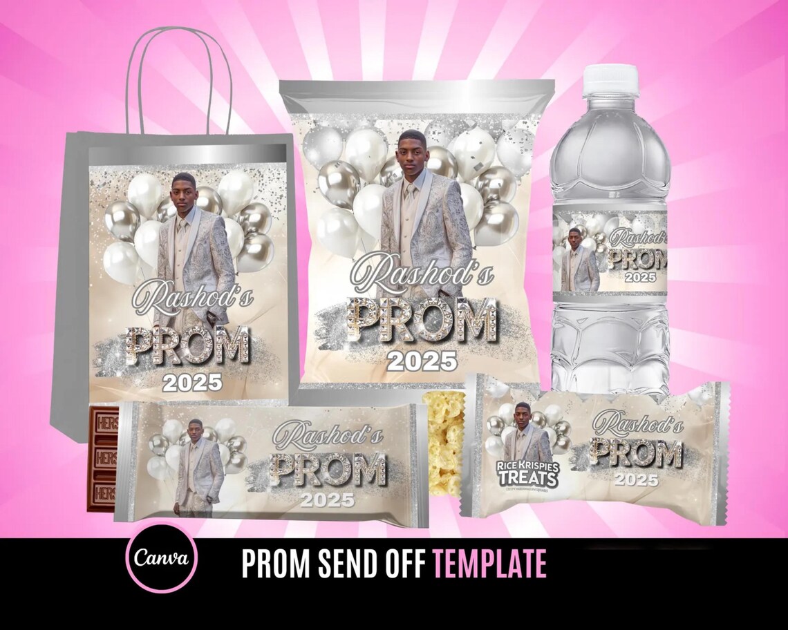 Prom Send off Treat Bundle,cream, Prom Water Label, Prom Candy Bar ...