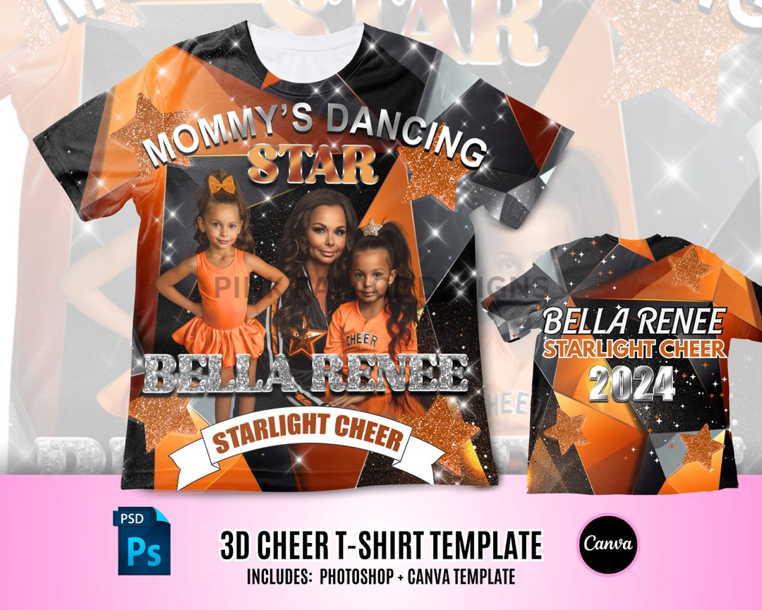 3D All Over Cheer Design Template, Cheer Shirt, Photoshop, Football ...