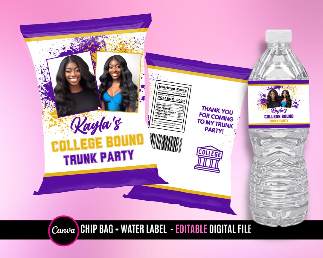 College Bound Chip Bag and Water Label ONLY - Etsy UK