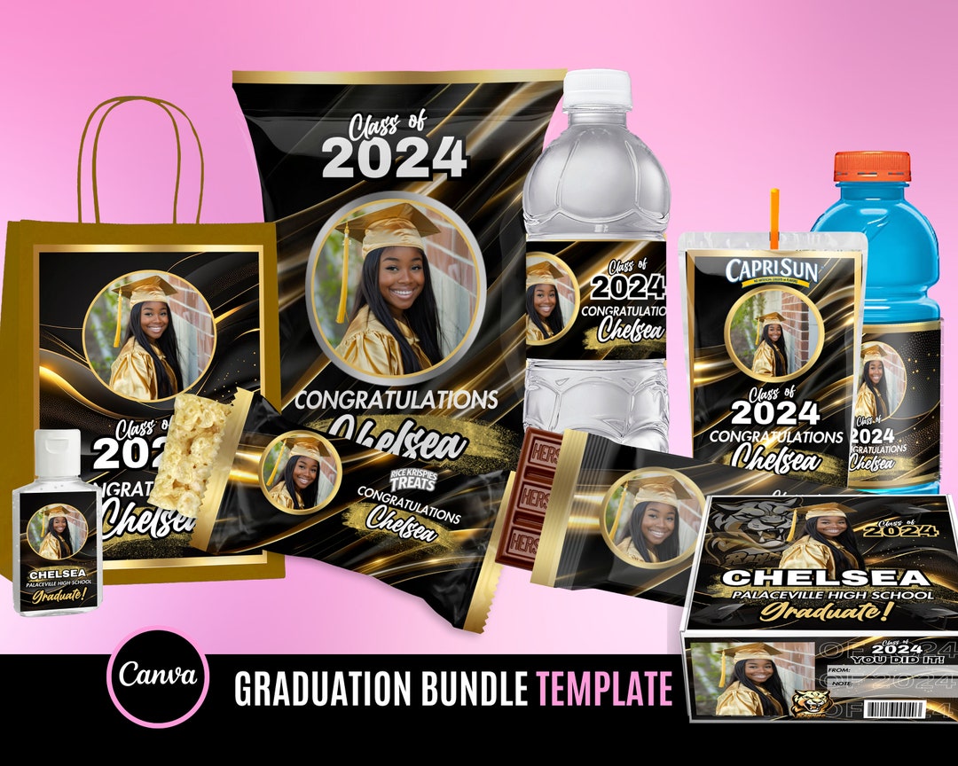 Graduation Treat Bundle, Red, Graduation Water Label, Graduation Candy ...