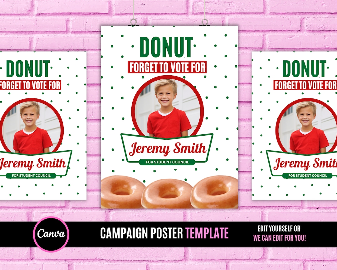 Donut Forget to Vote, Homecoming Queen Poster Sign, Class President ...