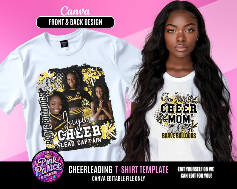 Cheerleader Design File, Cheer T Shirt Design, Editable in Canva, T ...