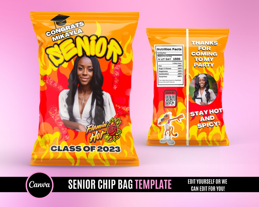 Senior Chip Bag Template, Class of 2024 Chip Bag, Hot Chip Bag ...