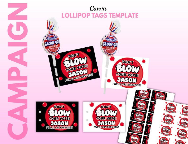 Editable Homecoming Election Lollipop Tags: Canva Template (digital ...