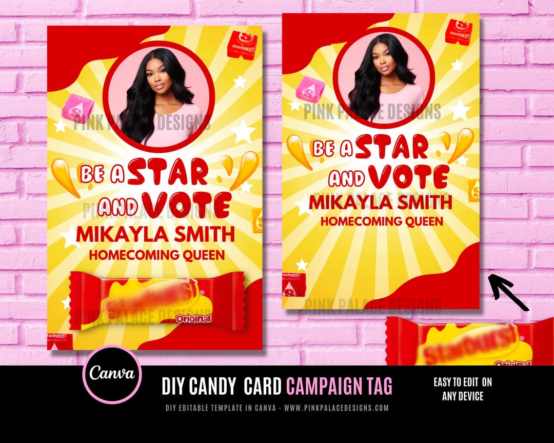 Star Chewy Candy Tag, Election Campaign Voting Cards, Vote for Me ...