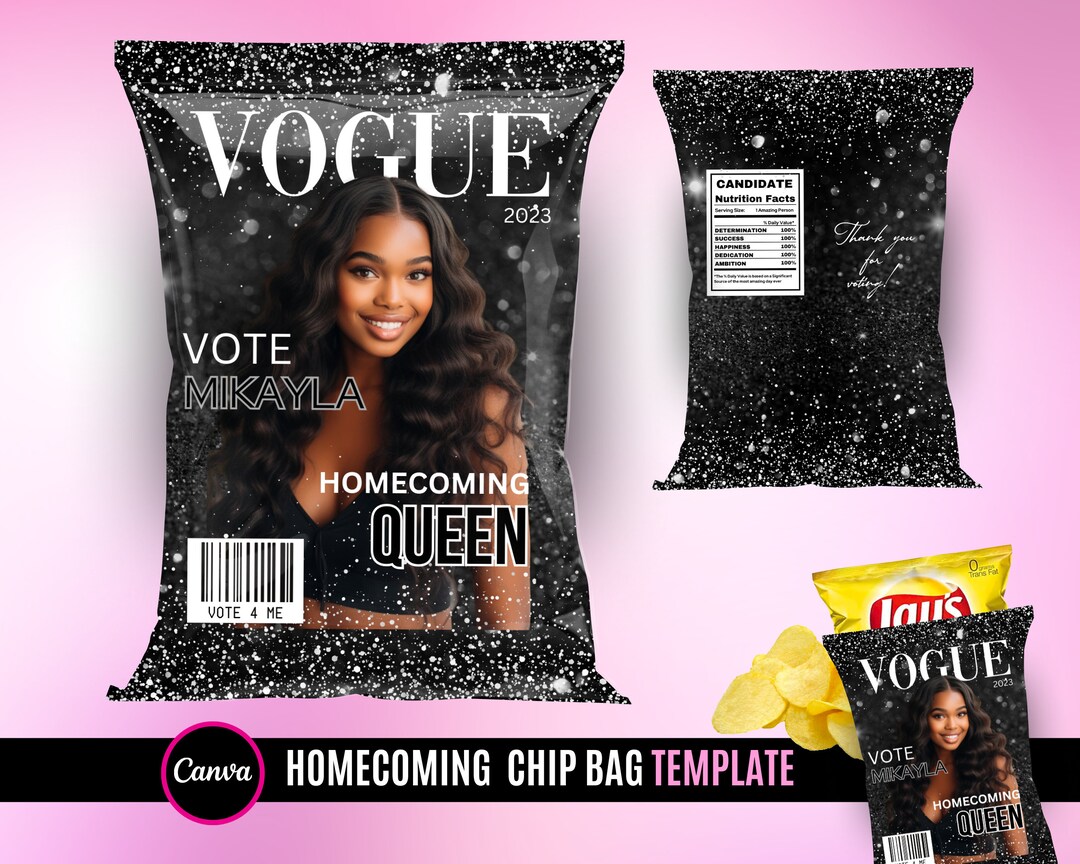Vote Homecoming Chip Bag Template , Class Campaign Snack Bag, Class ...