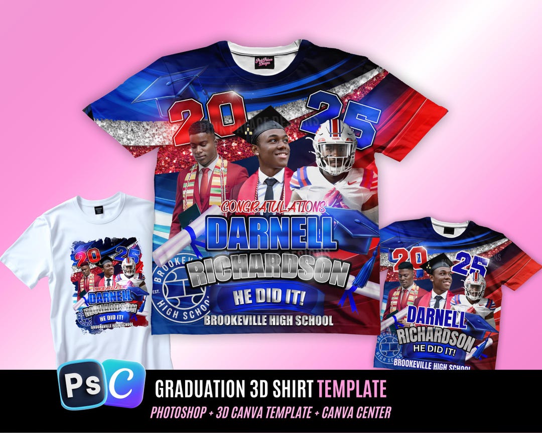 Graduation 3D Tee Shirt Design File, Grad Fan, Editable in Canva, T ...