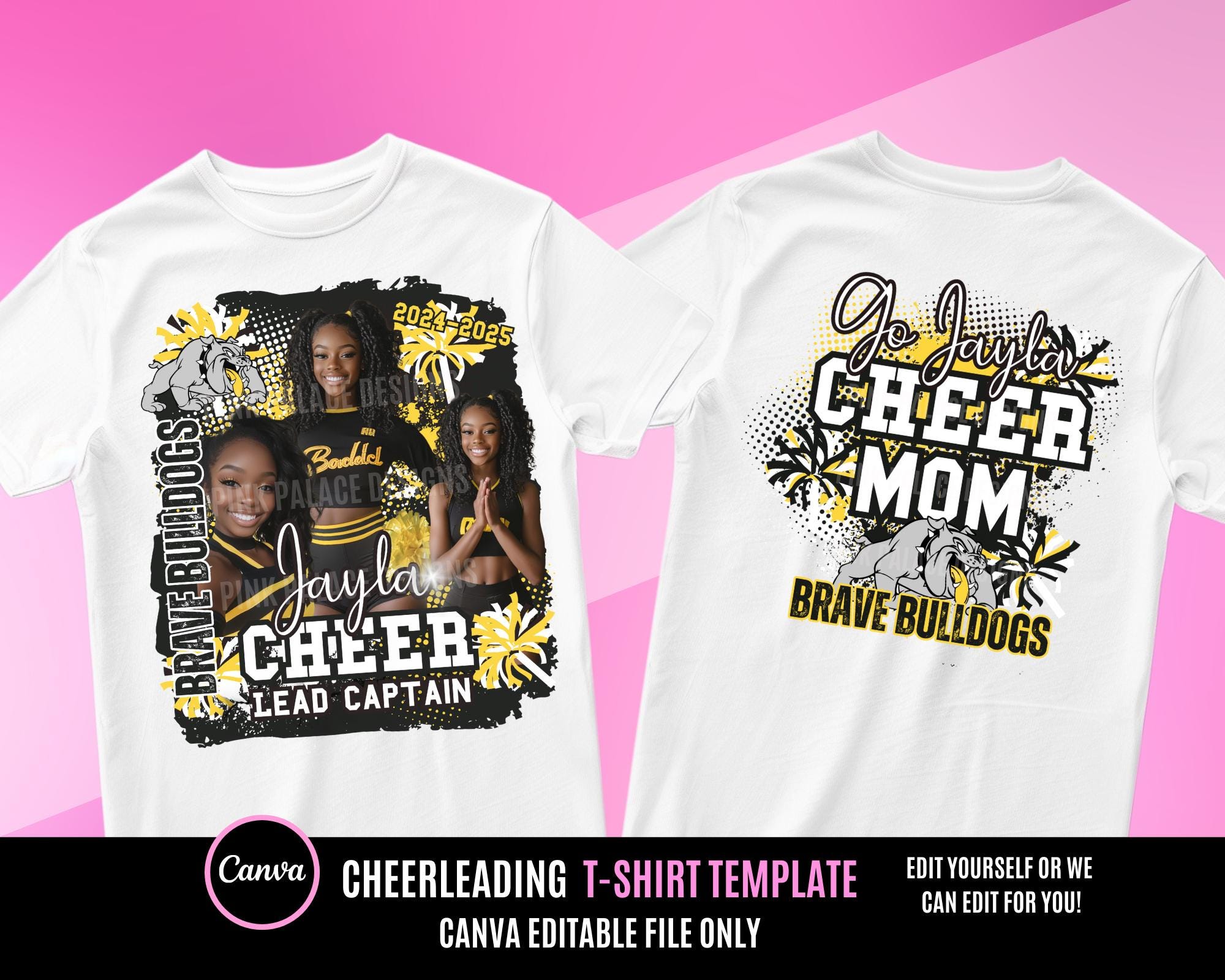 Cheerleader Design File, Cheer T Shirt Design, Editable in Canva, T ...
