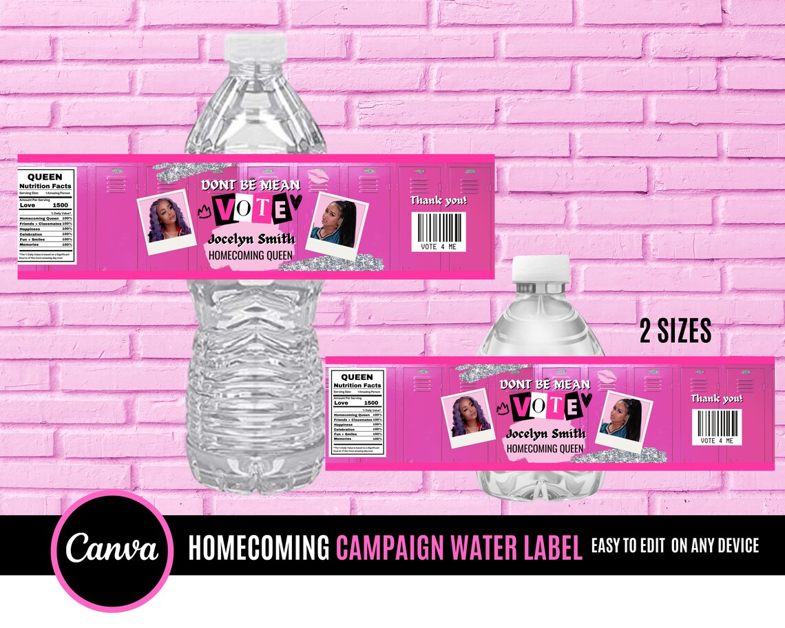 Water Bottle Label Campaign Water Bottle Label Homecoming - Etsy