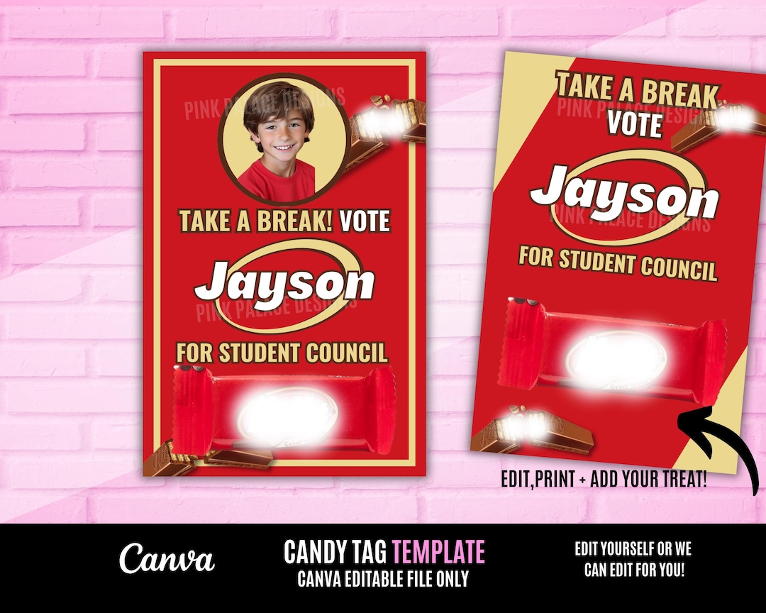 Chocolate Wafer Candy Tag, Election Campaign Voting Cards, Vote for Me ...