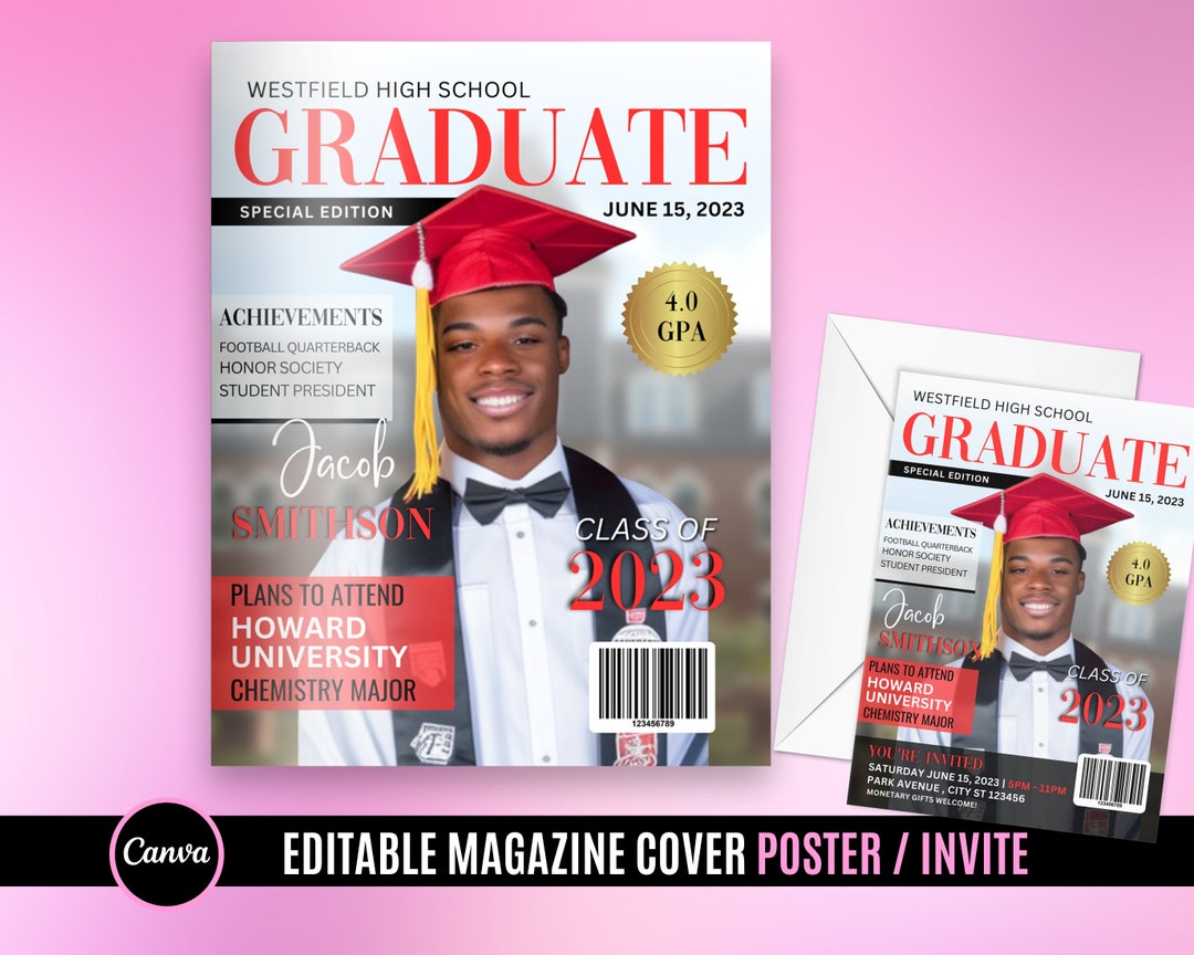 Graduation Invitation, Magazine Cover Prom, Homecoming, Resizing Please ...