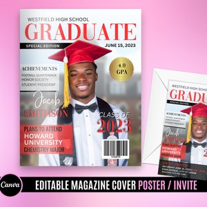 Graduation Invitation, Magazine Cover Prom, Homecoming, Resizing Please ...