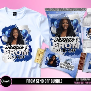 Blue Silver Prom Send off Treat and Shirt Bundle,prom Water Label, Prom ...