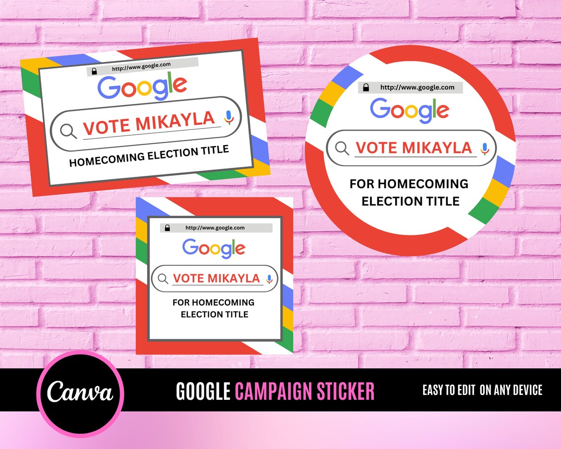 Goo Gle Sticker Template Student Council Sticker Homecoming - Etsy