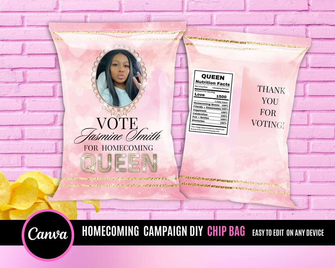 Vote Homecoming Queen, Class Campaign Snack Bag, Class Campaign, Chip ...