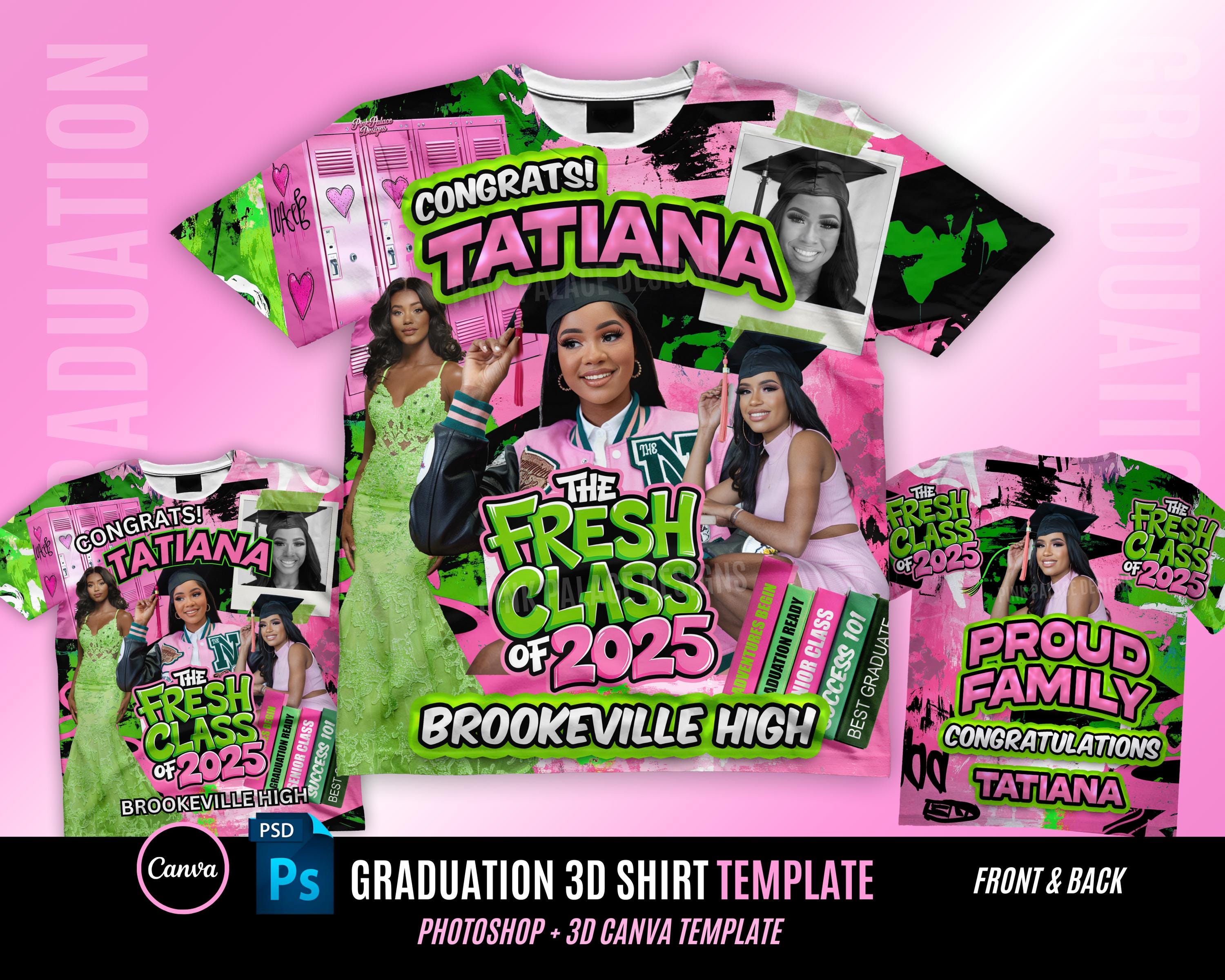 Graduation 3D Tee Shirt Design File, Fresh Class 2025, Editable in ...
