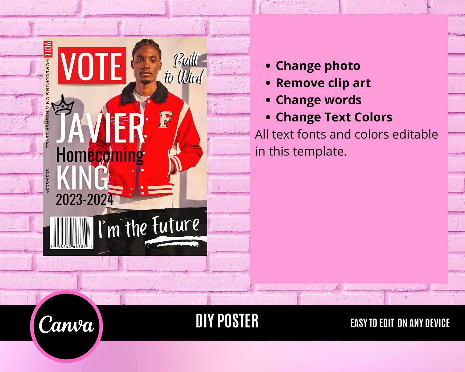Homecoming King, Homecoming Prince Magazine Styled Poster, Class ...
