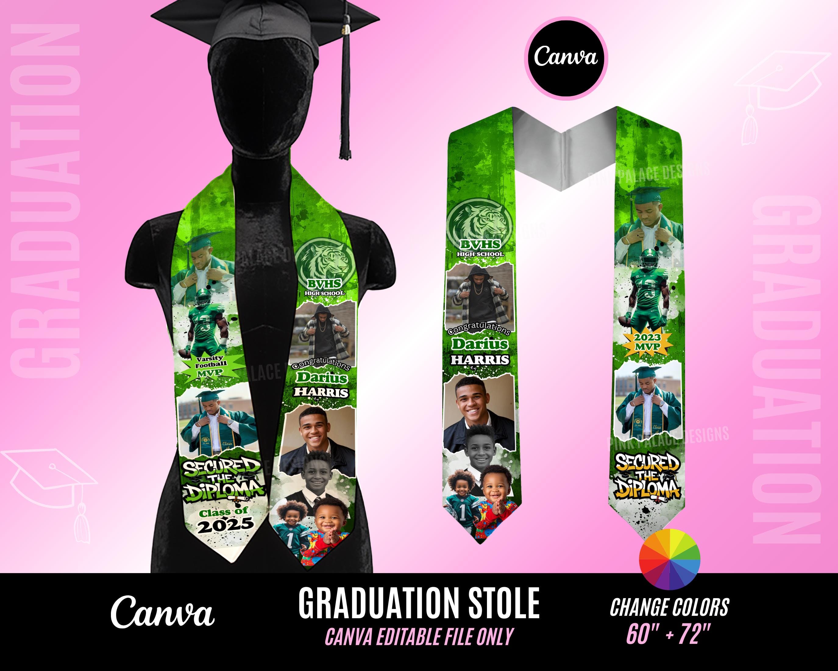 Graduation Stole Sash, Editable in Canva, Class of 2025 Graduation ...