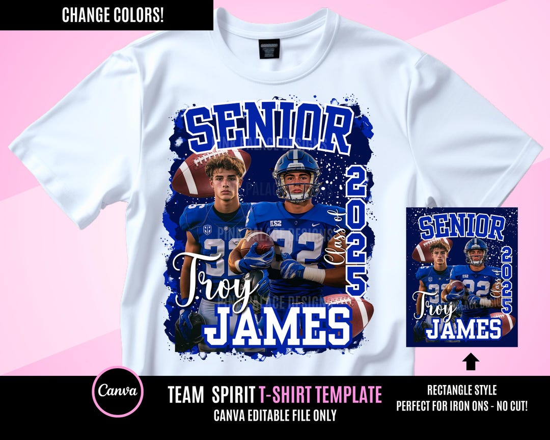 Senior Night Shirt Design File, Football Game Day Design File, CANVA, T ...