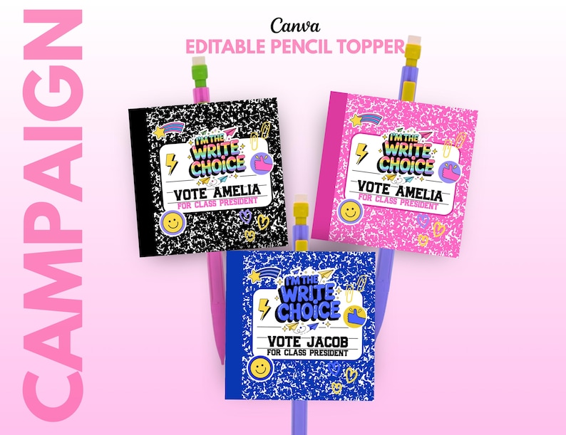 Election Pencil Topper Template: Vote for Me Tag (digital Download) - Etsy