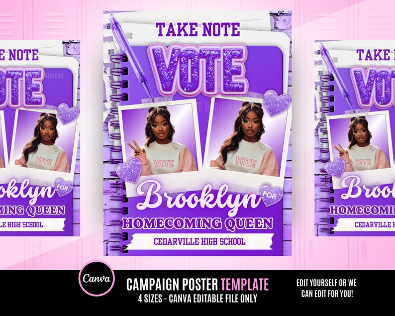 Purple Take Note Poster, Student Council Poster,homecoming Poster ...