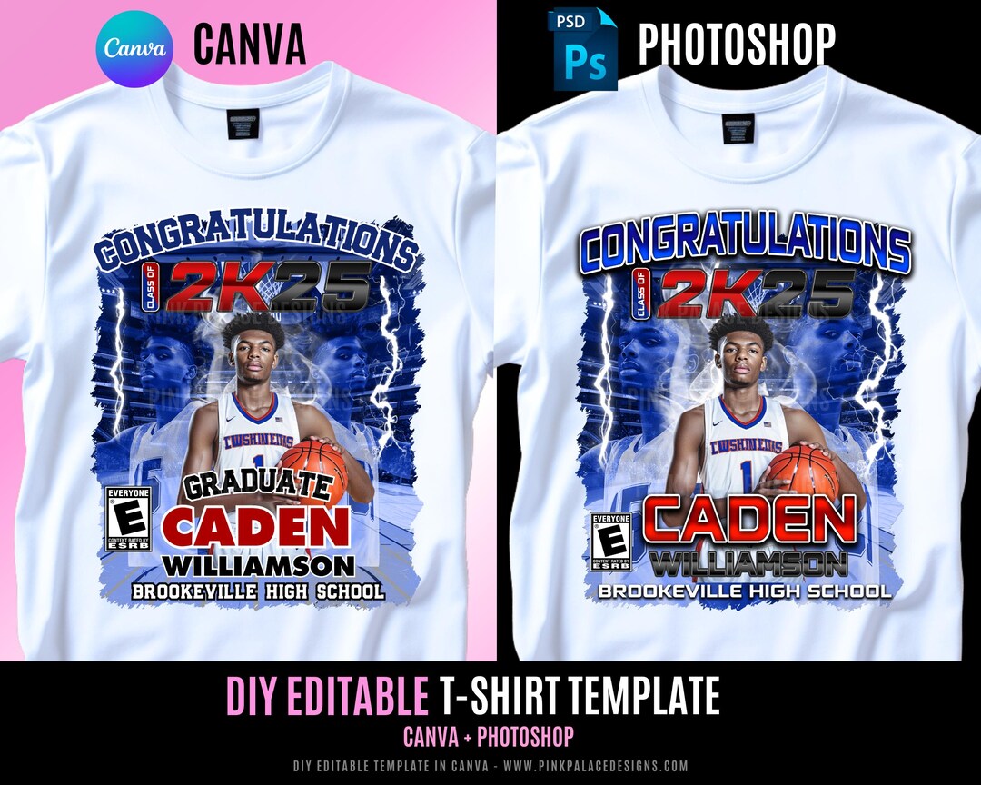 Graduation Shirt Template, 2K25 Blue or Any Color, Editable in Canva ...