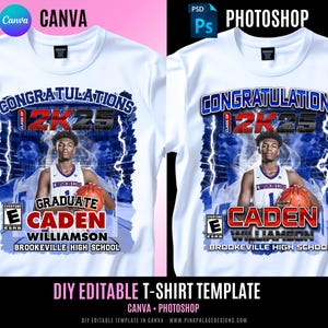 Graduation Shirt Template, 2K25 Blue or Any Color, Editable in Canva ...