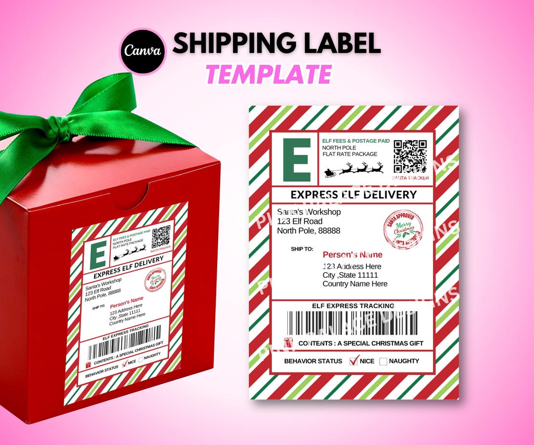 Elf Label Template Santa Box Label Christmas Eve Box Label Christmas ...