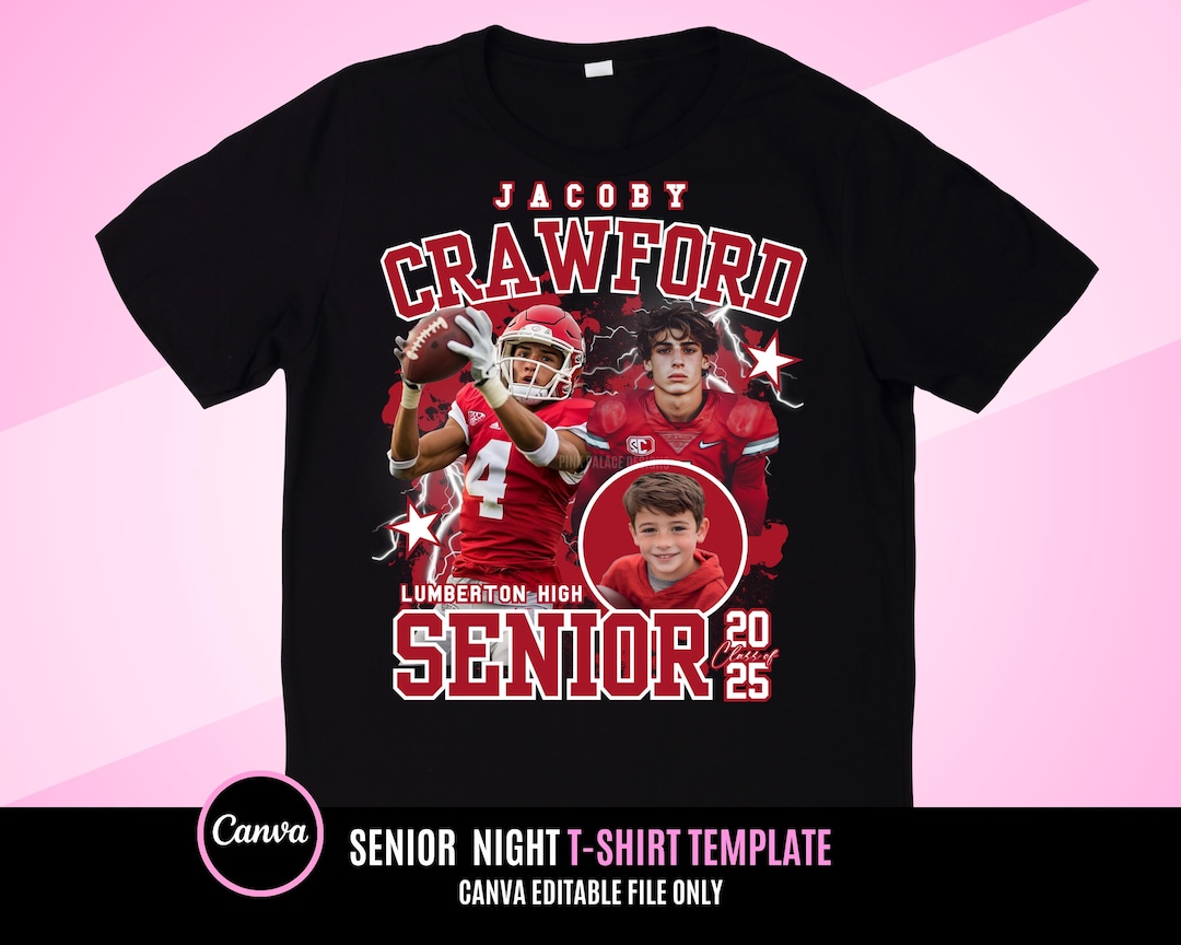Senior Night Shirt Design File, Football Game Day Design File, CANVA, T ...
