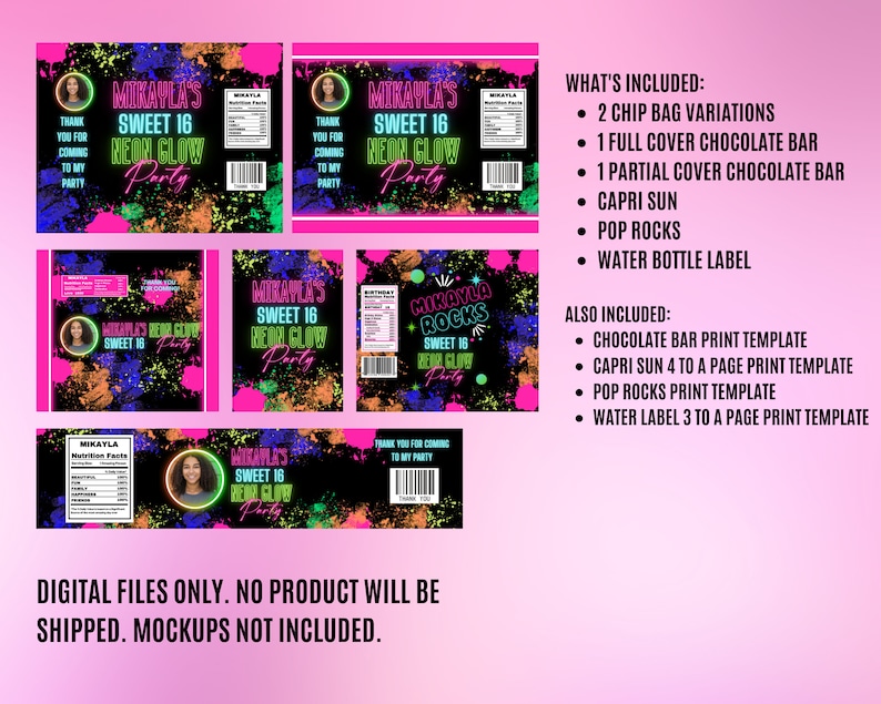 Neon Glow Birthday Party Bundle Neon Birthday Theme - Etsy