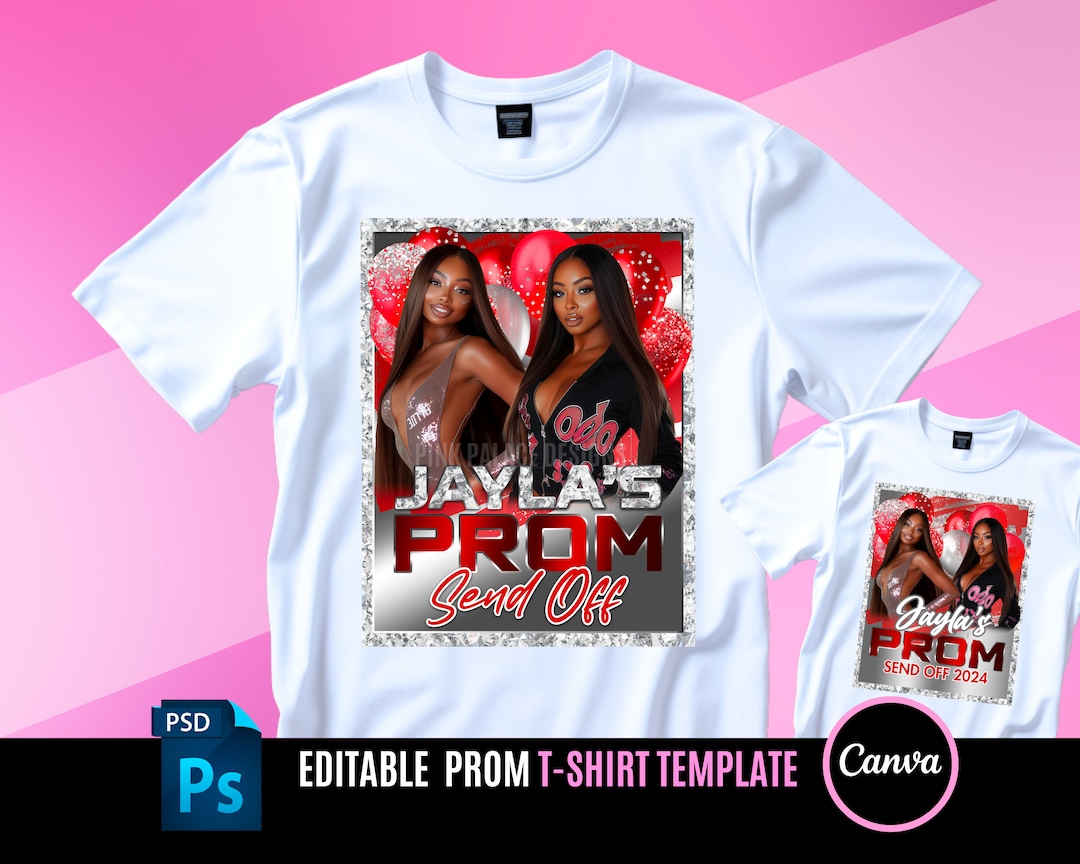 Red and Silver Prom Send off T Shirt Design, Editable in Canva, Prom T ...