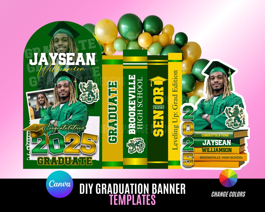 Graduation Banner 3 Styles, Editable in Canva, Graduation Arch Banner ...