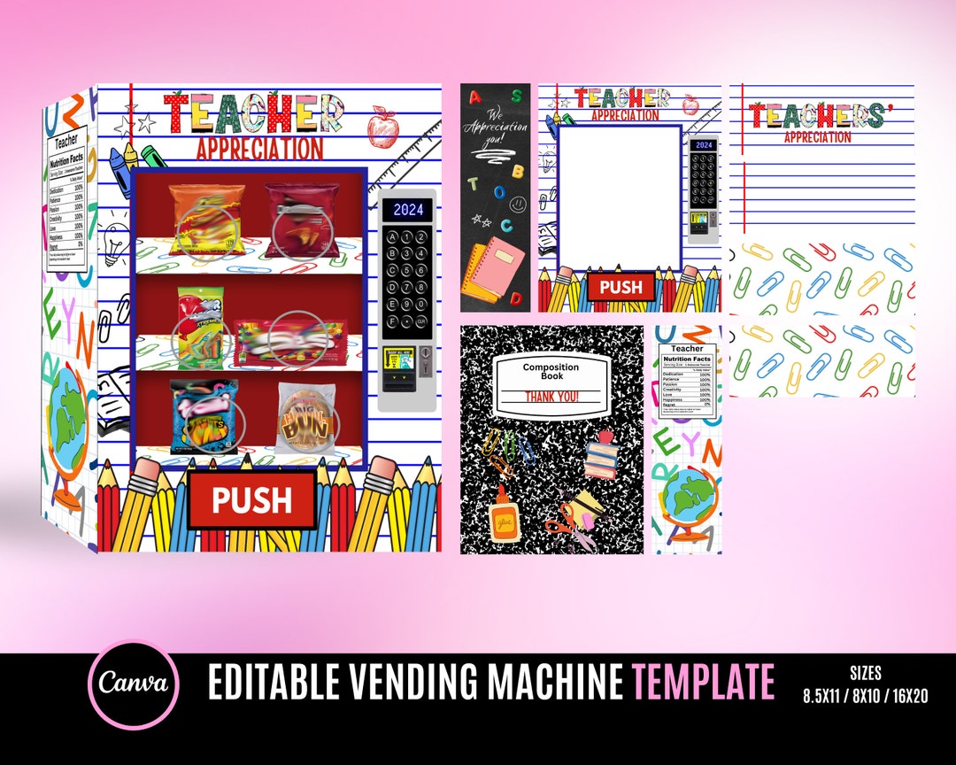 Vending Machine Template, Teacher Appreciation, Editable With Canva - Etsy