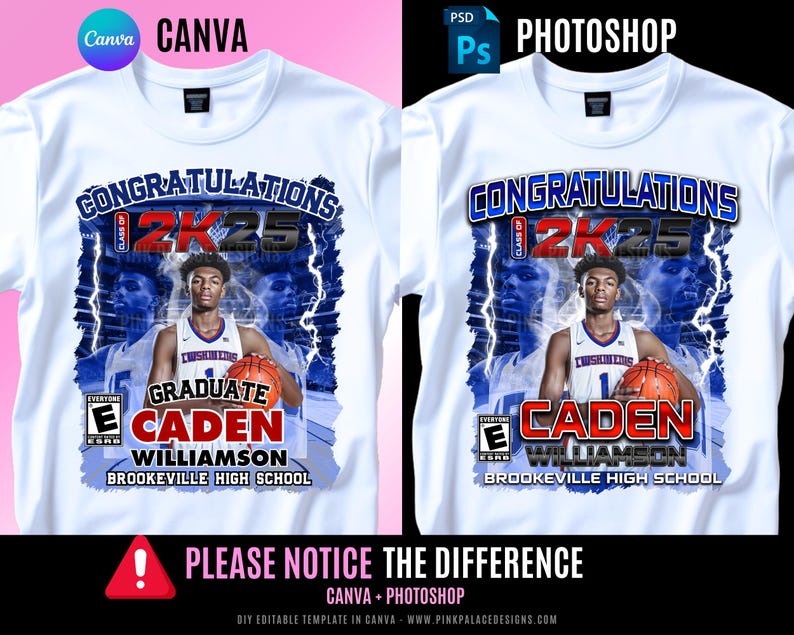 Graduation Shirt Template, 2K25 Blue or Any Color, Editable in Canva ...