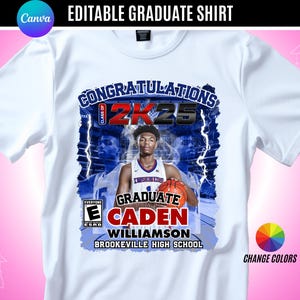 Graduation Shirt Template, 2K25 Blue or Any Color, Editable in Canva ...